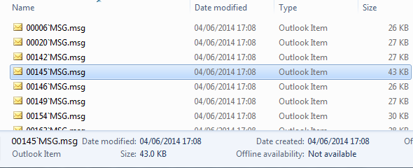 MSG email in Windows Explorer 1